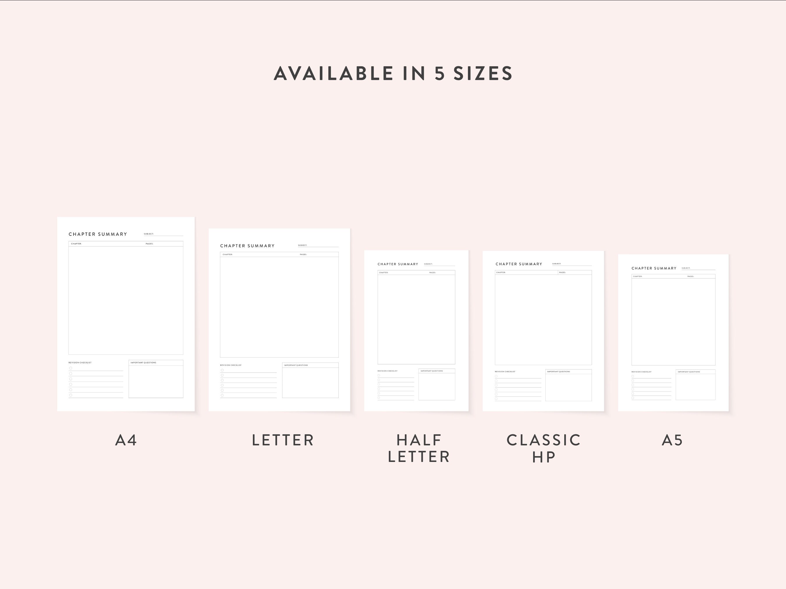 Printable Chapter Summary Planner, Fillable Study Organizer (digital ...