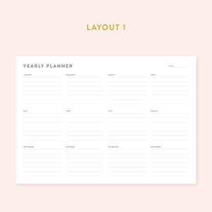 Printable Yearly Planner Fillable Undated Yearly Planner | Etsy