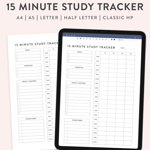 Printable 15 Minute Study Tracker Study Session Planner - Etsy