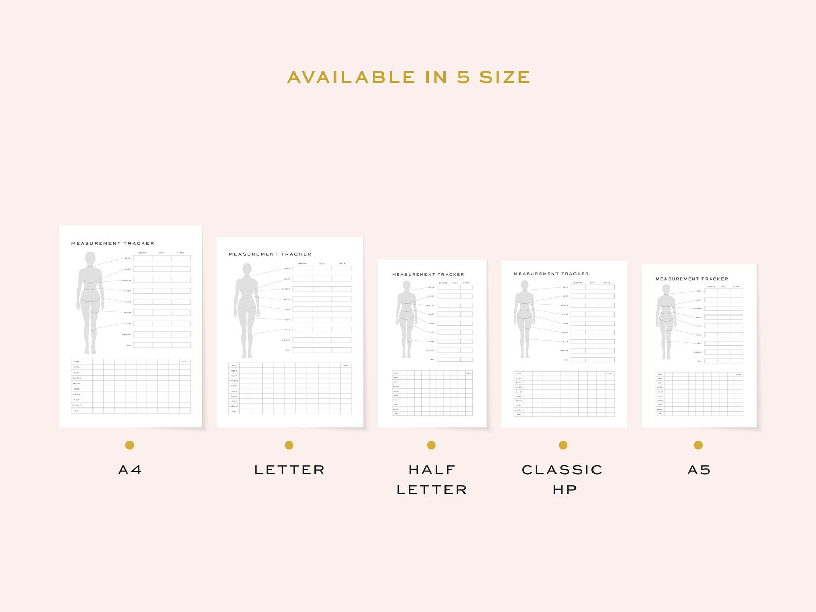 Printable Measurements Tracker | Male and Female Body Measurement ...