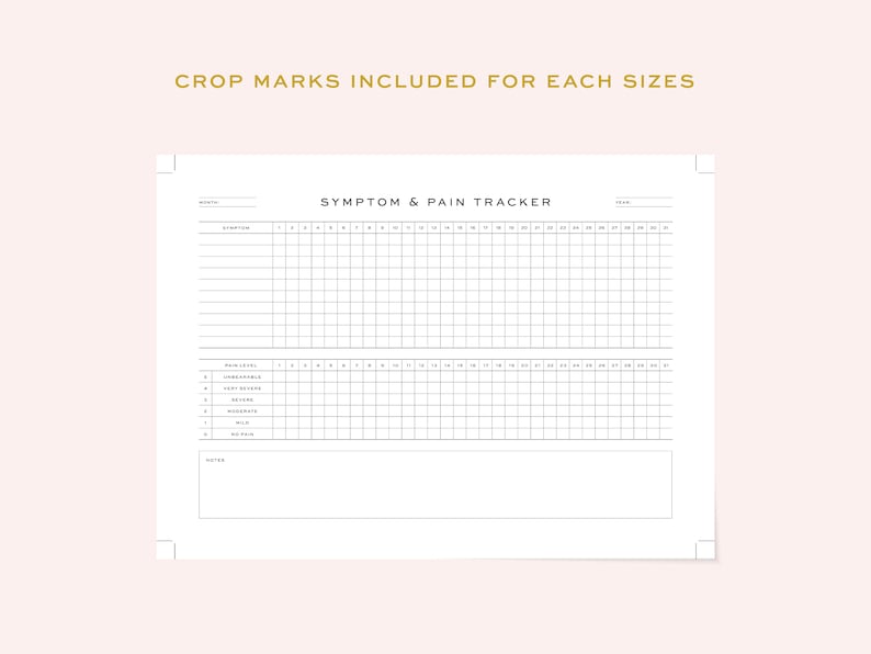 Printable Symptom and Pain Tracker | Monthly Planner (digital Download ...