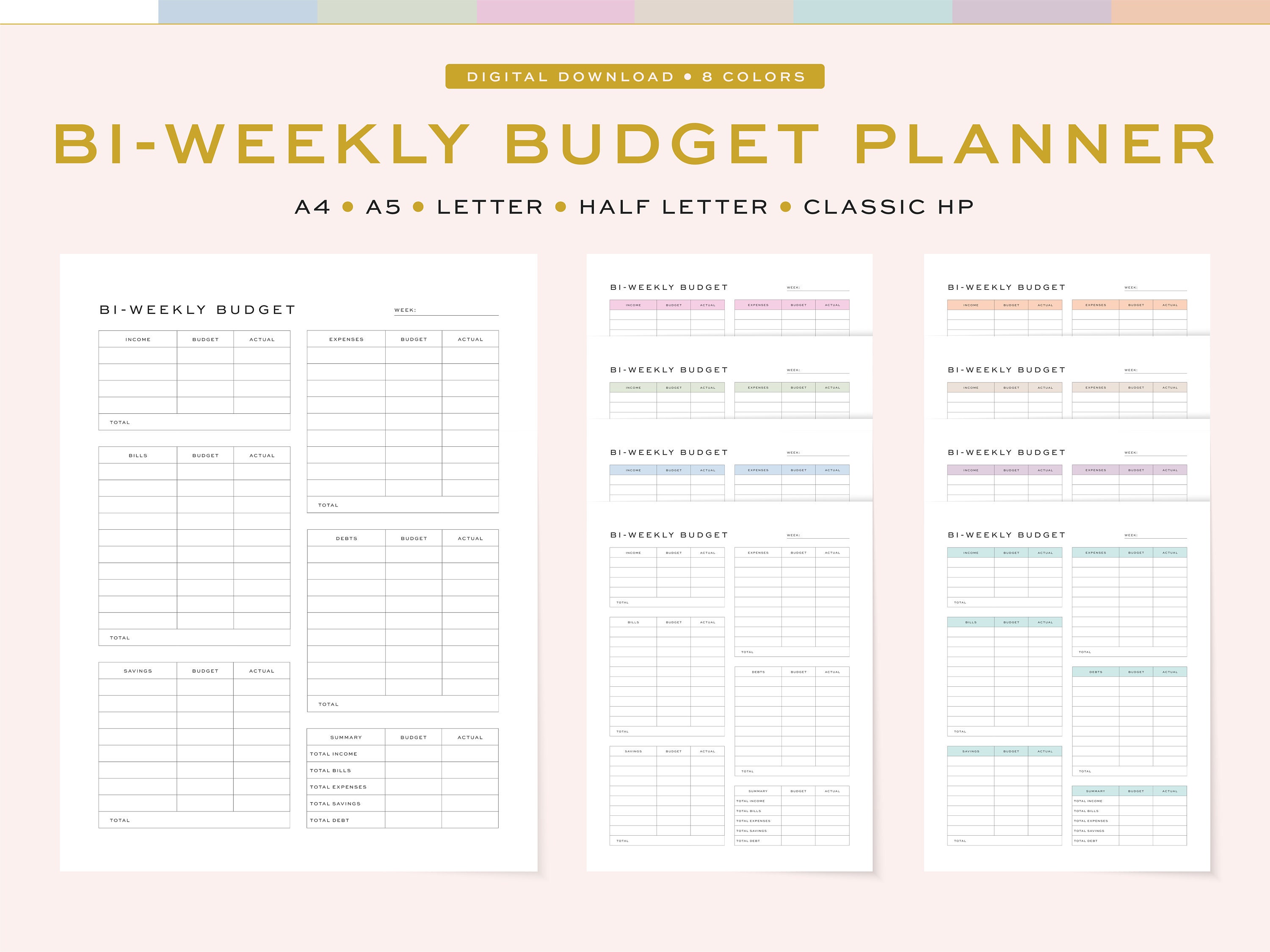 Printable Bi-weekly Budget Planner Fillable Undated - Etsy