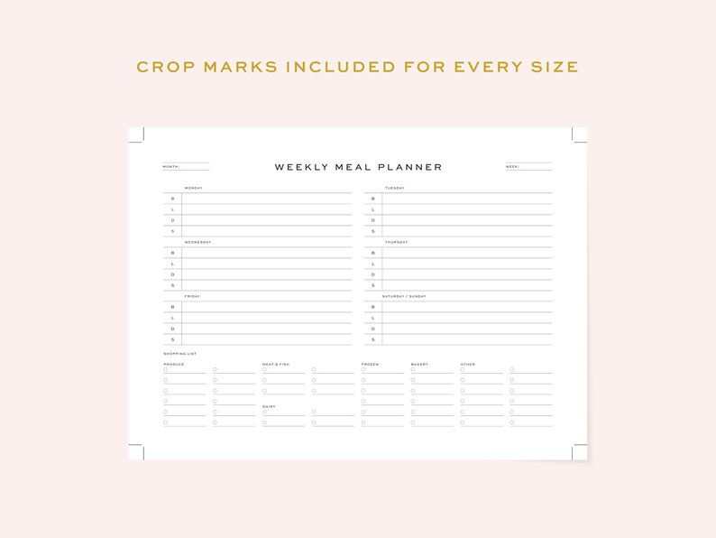 Printable Meal Planner, Fillable | Weekly Meal Planner | 5 Sizes: A4 ...