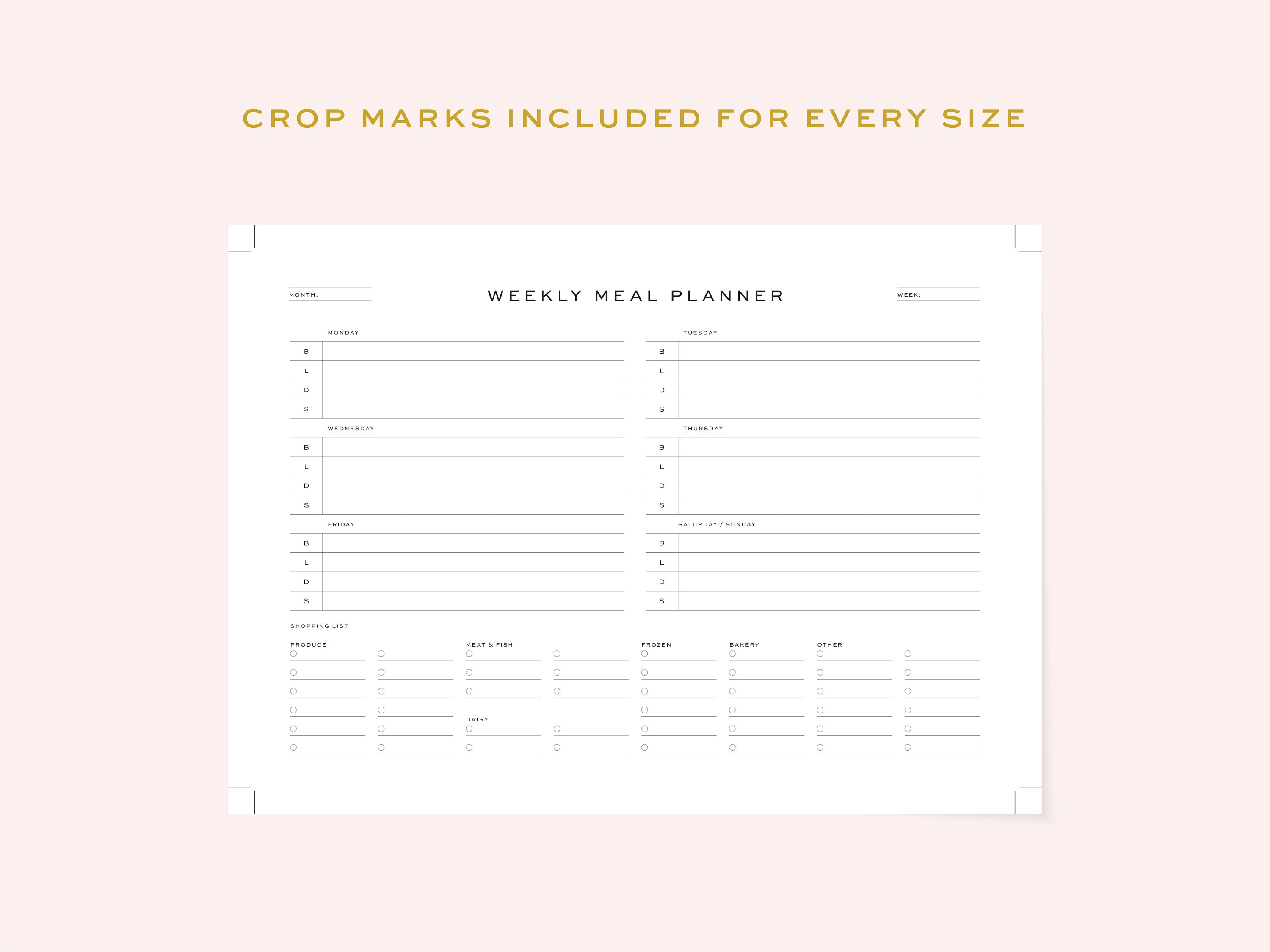 Printable Meal Planner, Fillable | Weekly Meal Planner | 5 Sizes: A4 ...