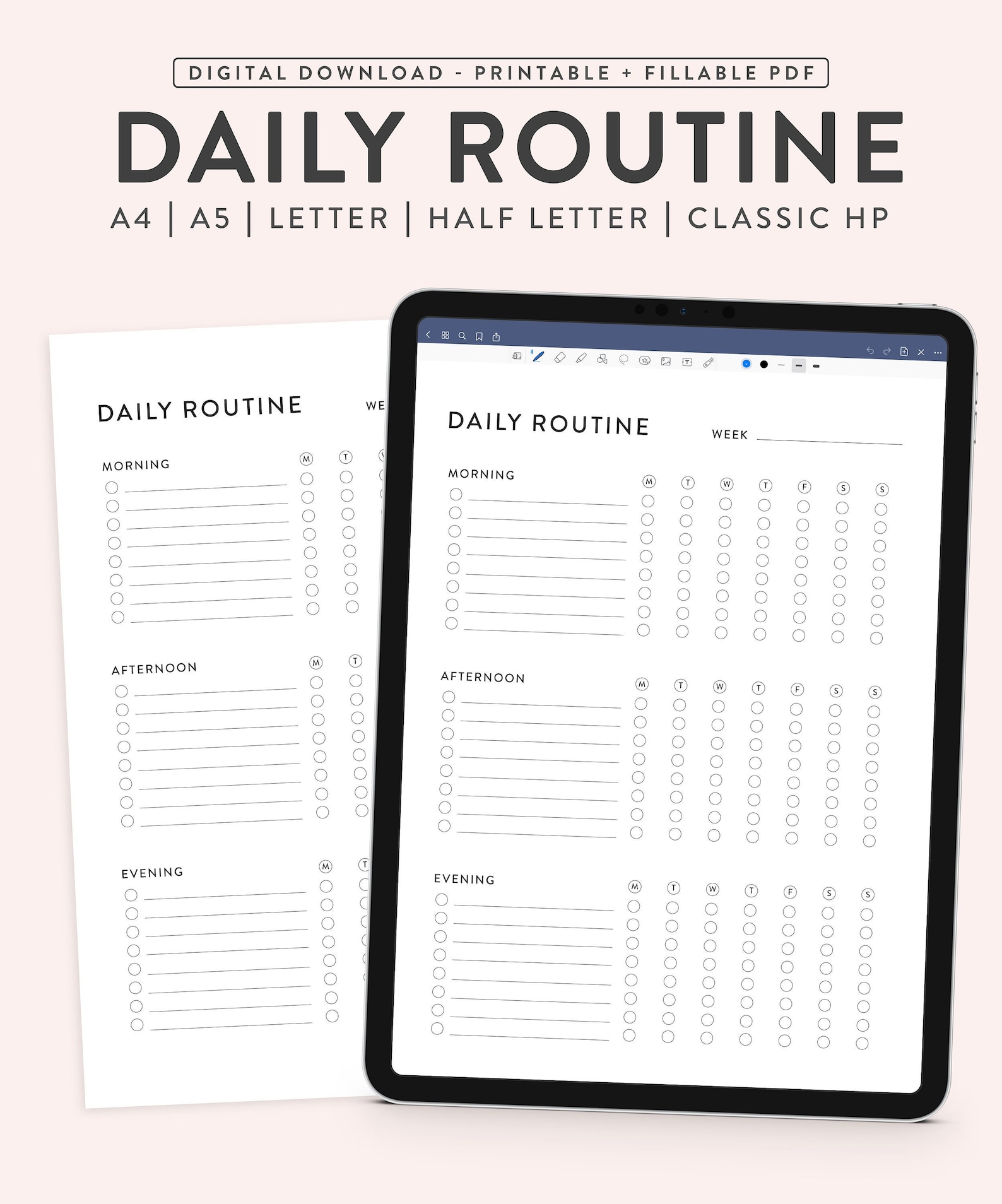 Printable Daily Routine Tracker, Fillable Daily Planner, Routine ...