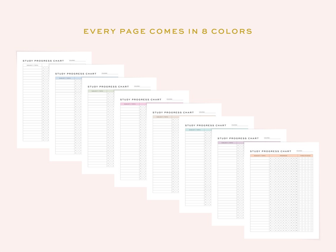 Printable Study Progress Chart Student Study Planner Study - Etsy