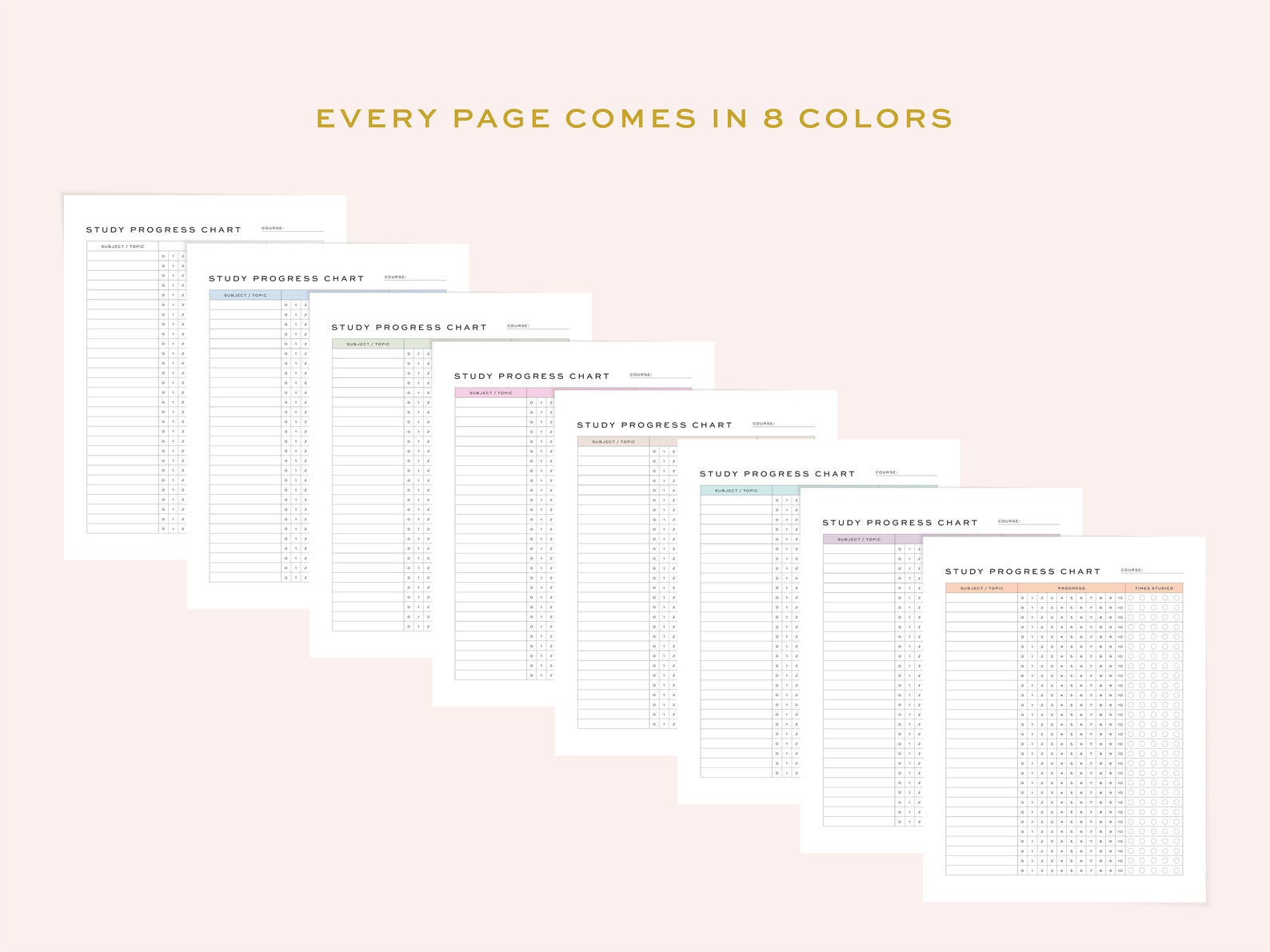 Printable Study Progress Chart Student Study Planner Study - Etsy