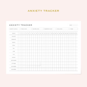 Printable Anxiety Trackers | Monthly Anxiety Relief Worksheet, Symptom ...