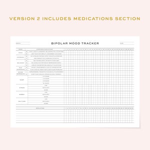 Printable Bipolar Mood Tracker | Monthly Bipolar Mood Tracker, Planner ...