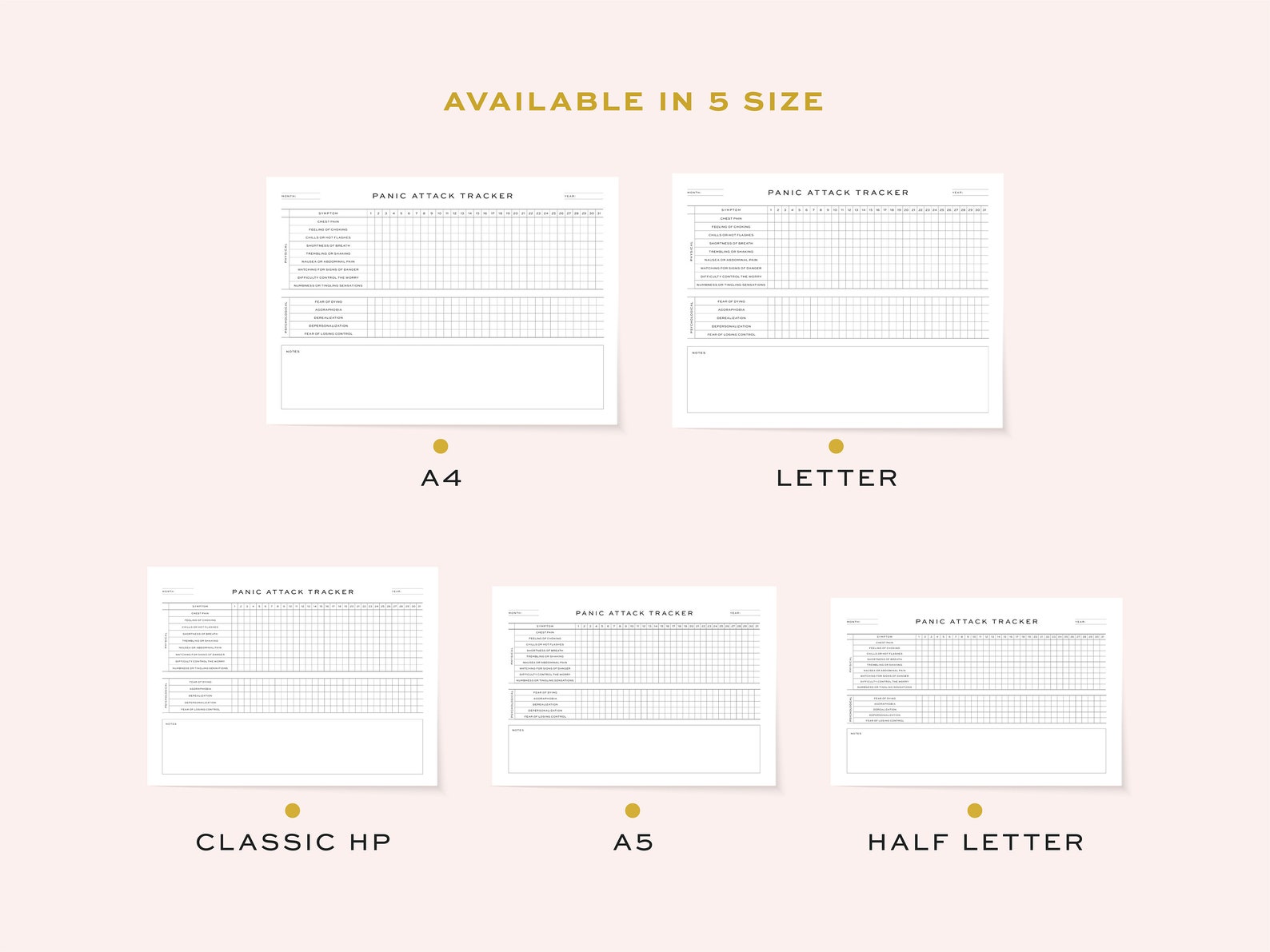 Printable Panic Attack Tracker, Fillable | Panic Attack Symptom Tracker ...