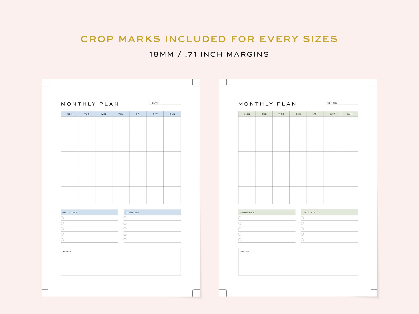 Printable Monthly Work Planner, Fillable | Minimal Monthly Work Planner ...