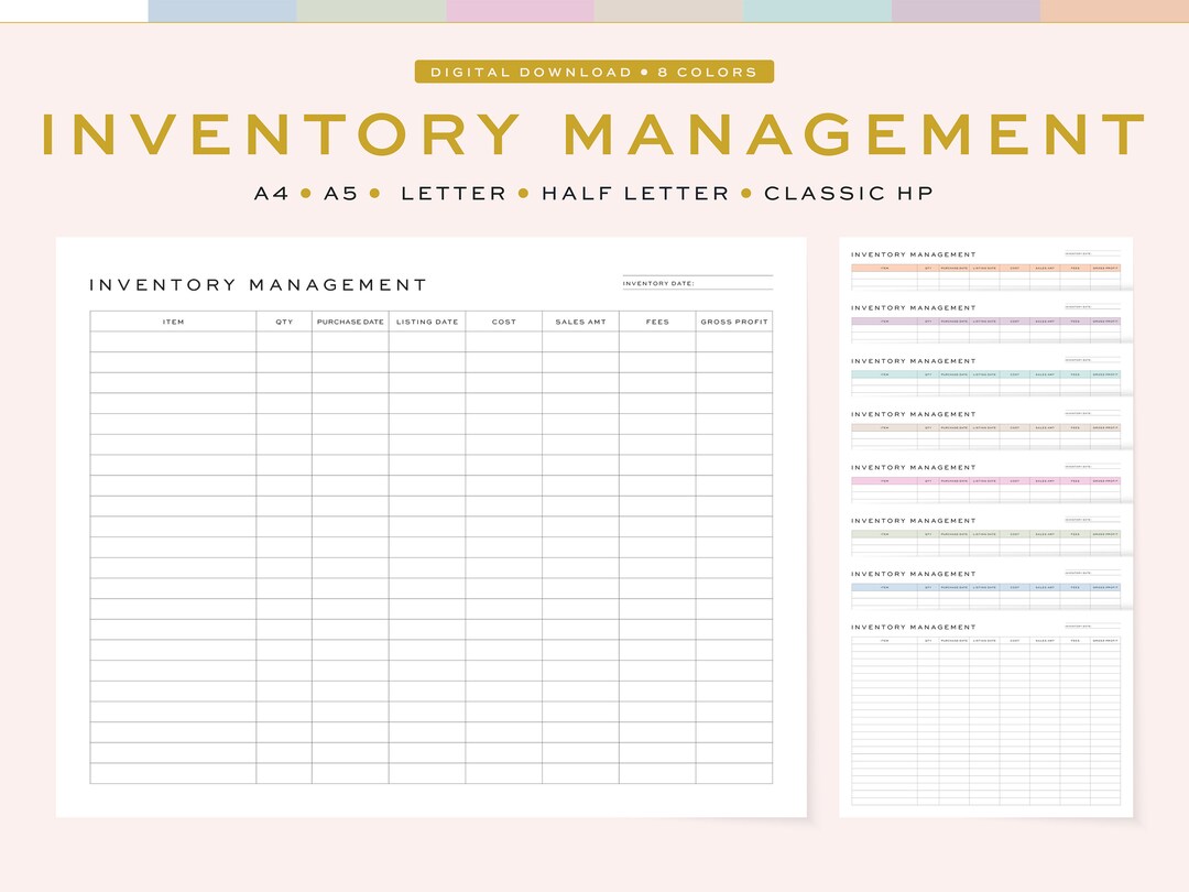 Printable Inventory Management Template, Small Business Inventory ...