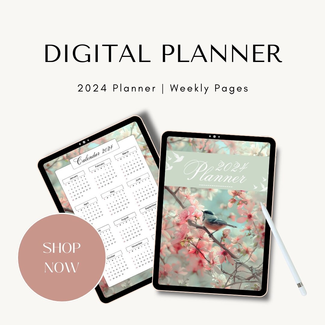 Vintage Digital Planner, 2024 Digital Planner, Daily & Monthly Planner ...