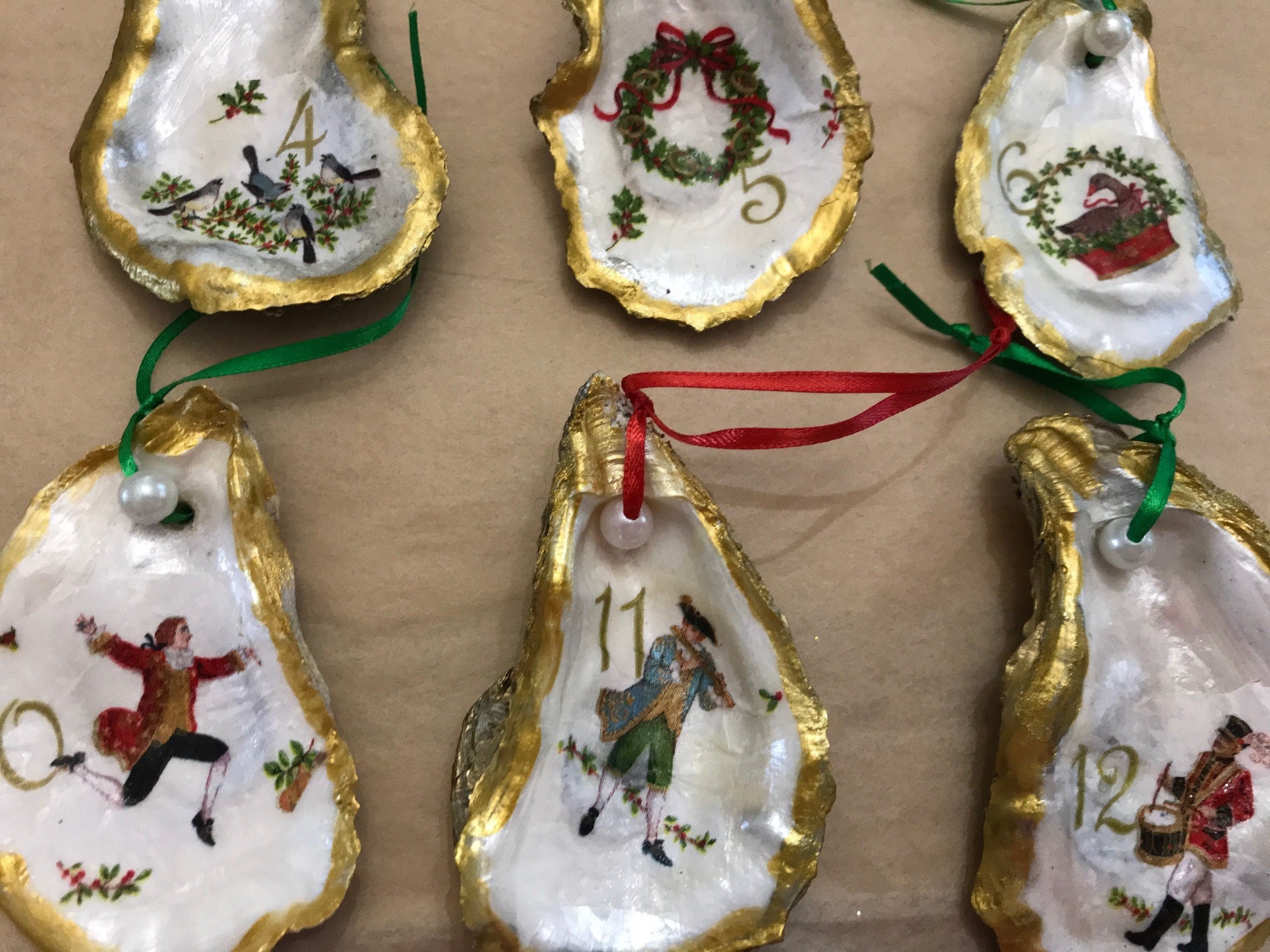 12 Days of Christmas Oyster Shell Ornaments - Etsy