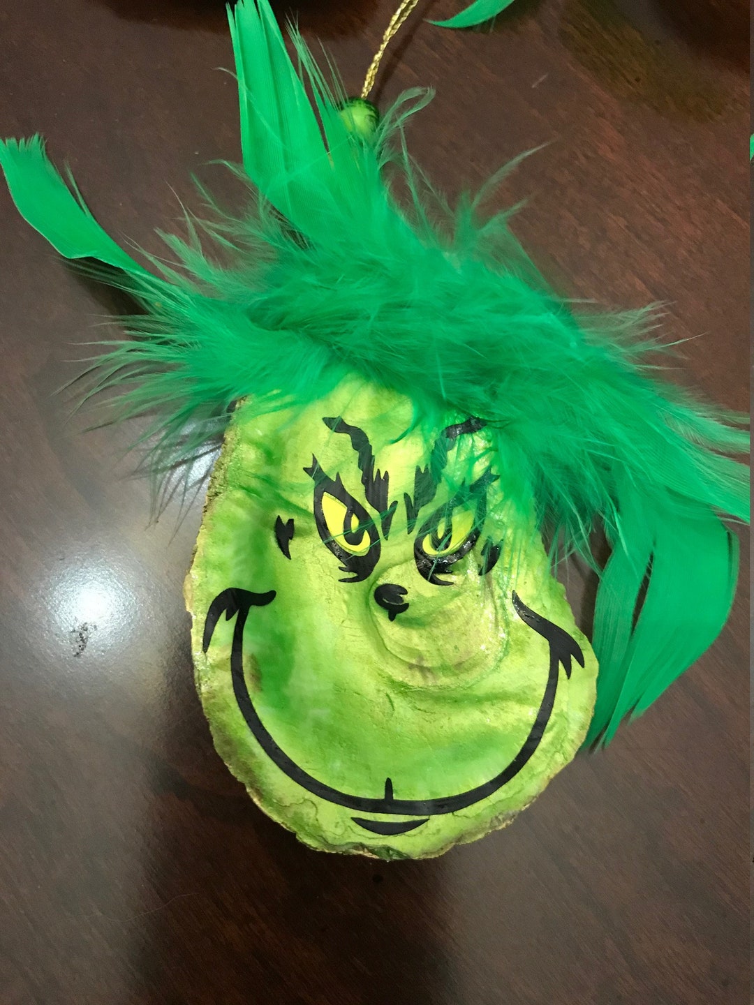 Grinch Oyster Shell Ornament - Etsy