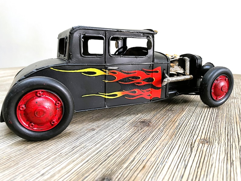 Iconic Hot Rod - Metal Model Car- Old Timer With Flame Art/ Flame Job ...