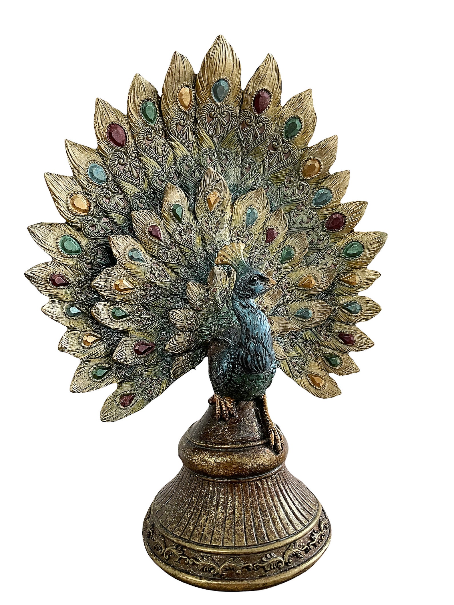 Sculpture of Peacock on Pedestal - Etsy