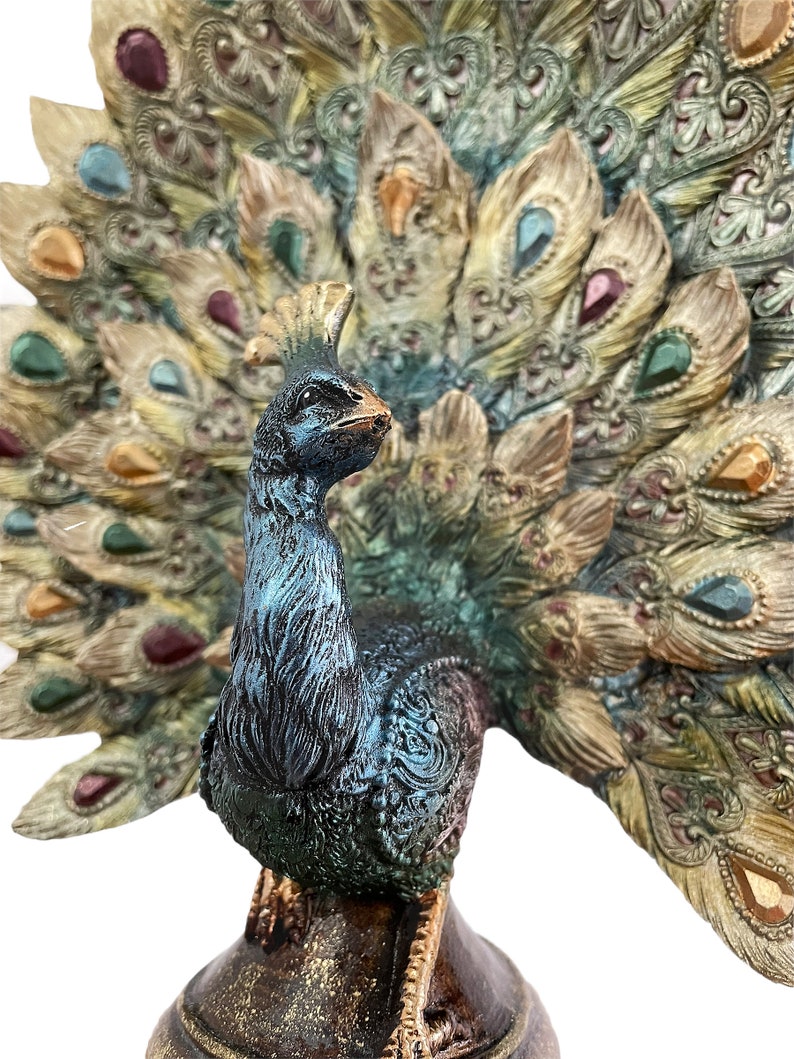 Sculpture of Peacock on Pedestal - Etsy