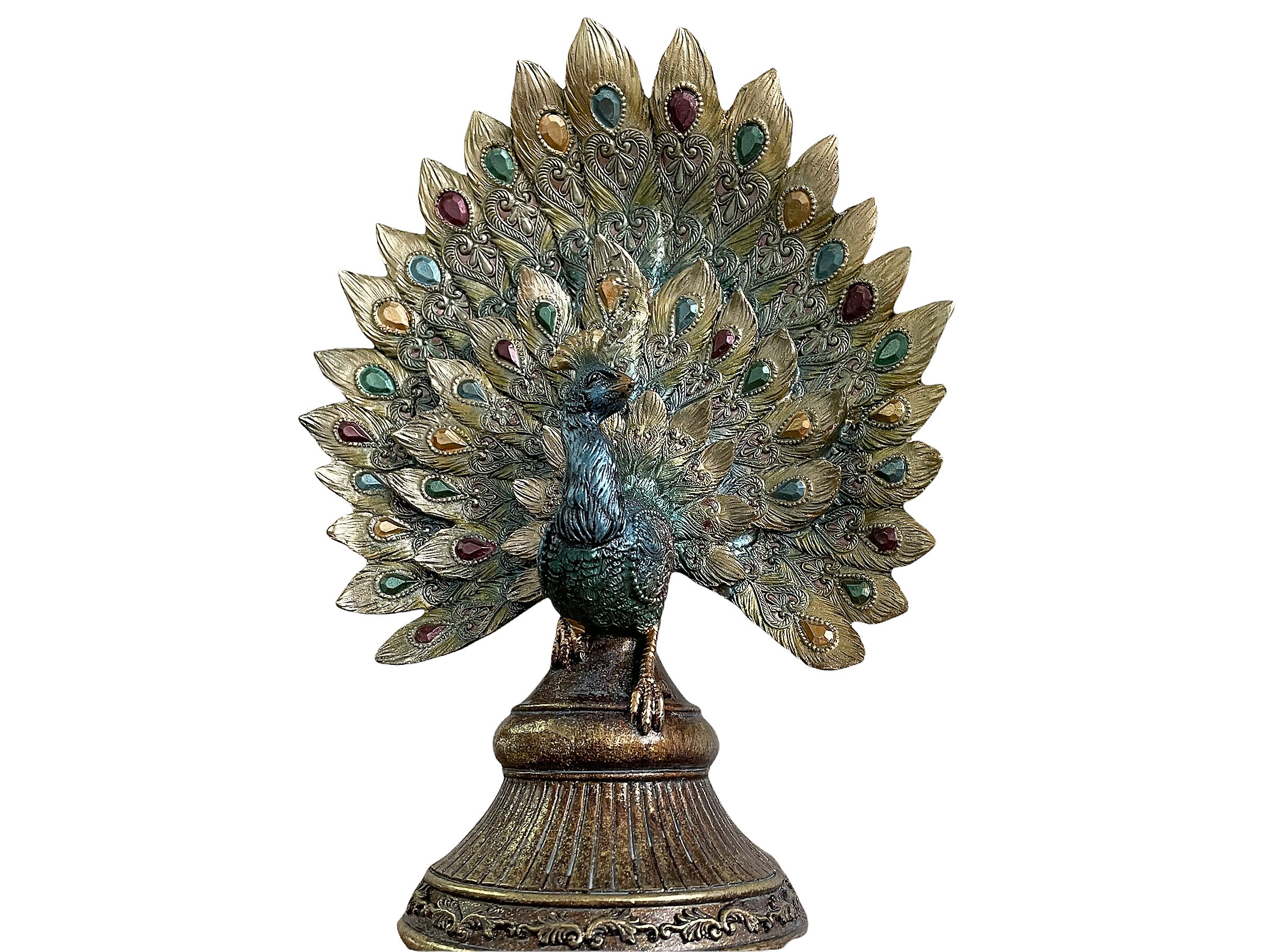 Sculpture of Peacock on Pedestal - Etsy