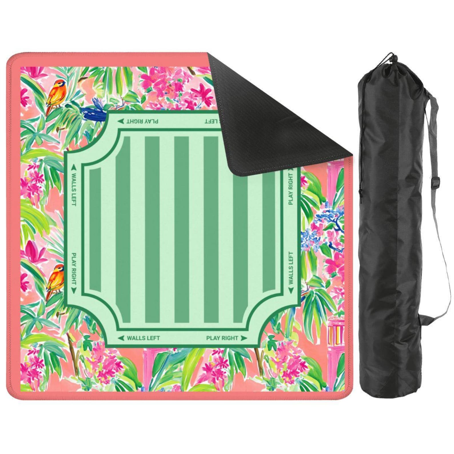 Green Chinoiserie Mahjong Mat, Colorful Mahjong Gift Mat, Stripe Game ...