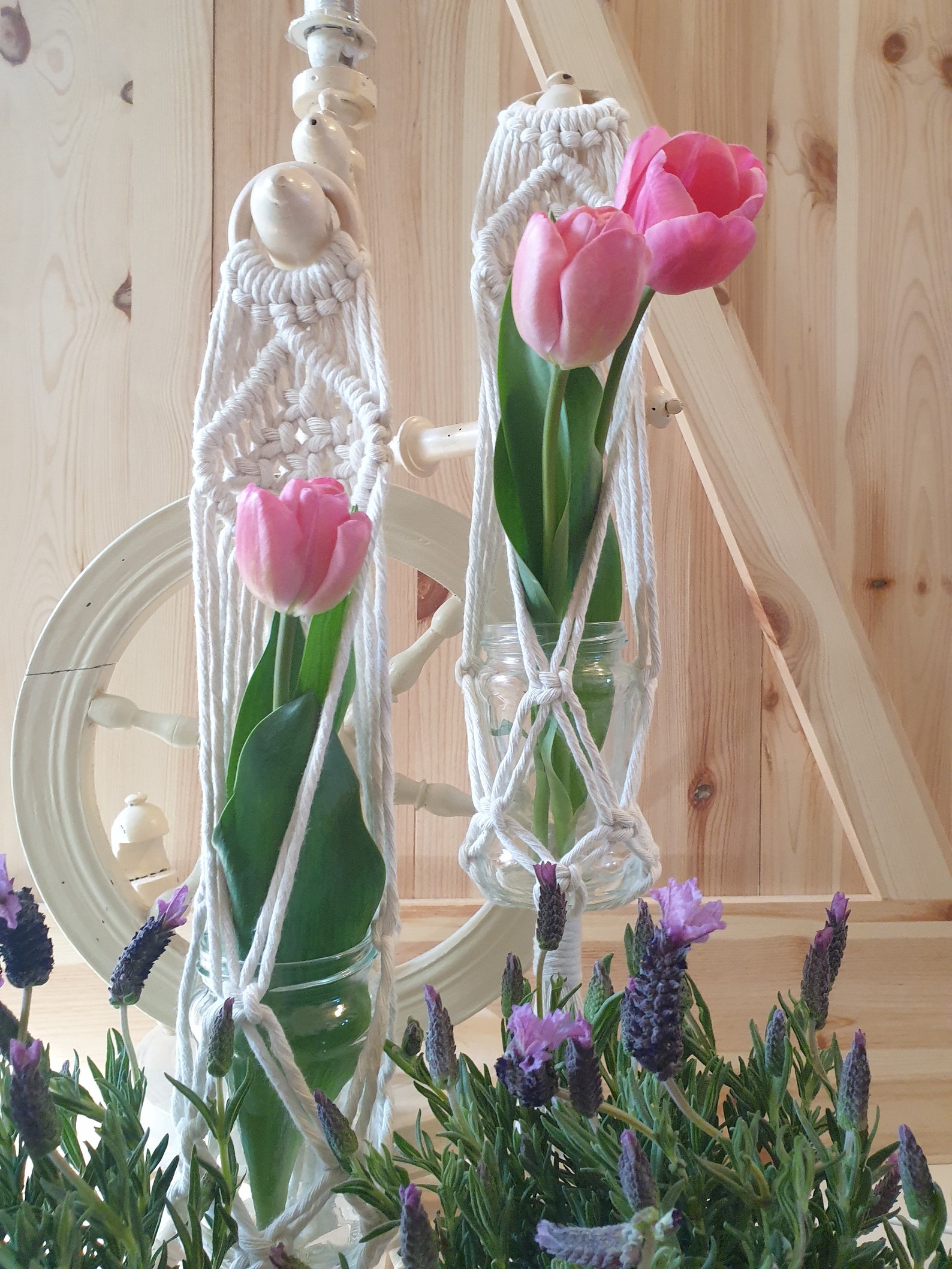 Macrame Jar Hanger Set, Eco Cotton Hanging Planter - Etsy