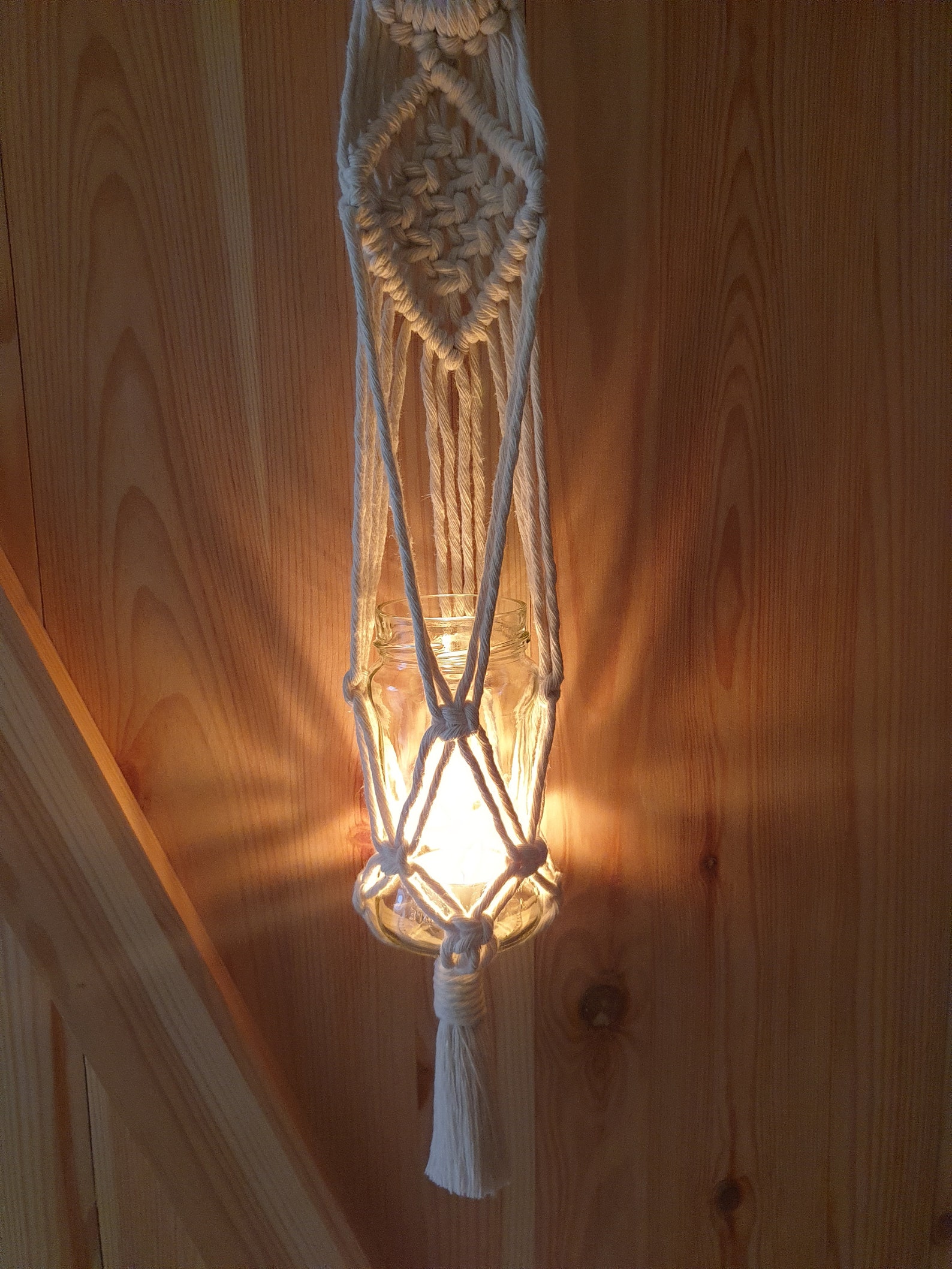 Macrame Jar Holder Set of 2 Macrame Jar Holder Macrame - Etsy