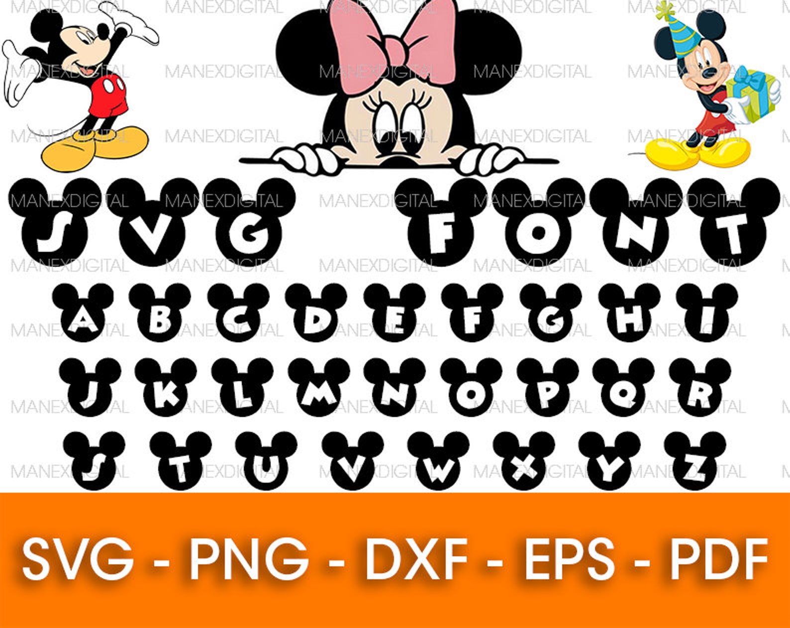Mickey Mouse Font SVG Vector mickey mouse font svg mickey | Etsy