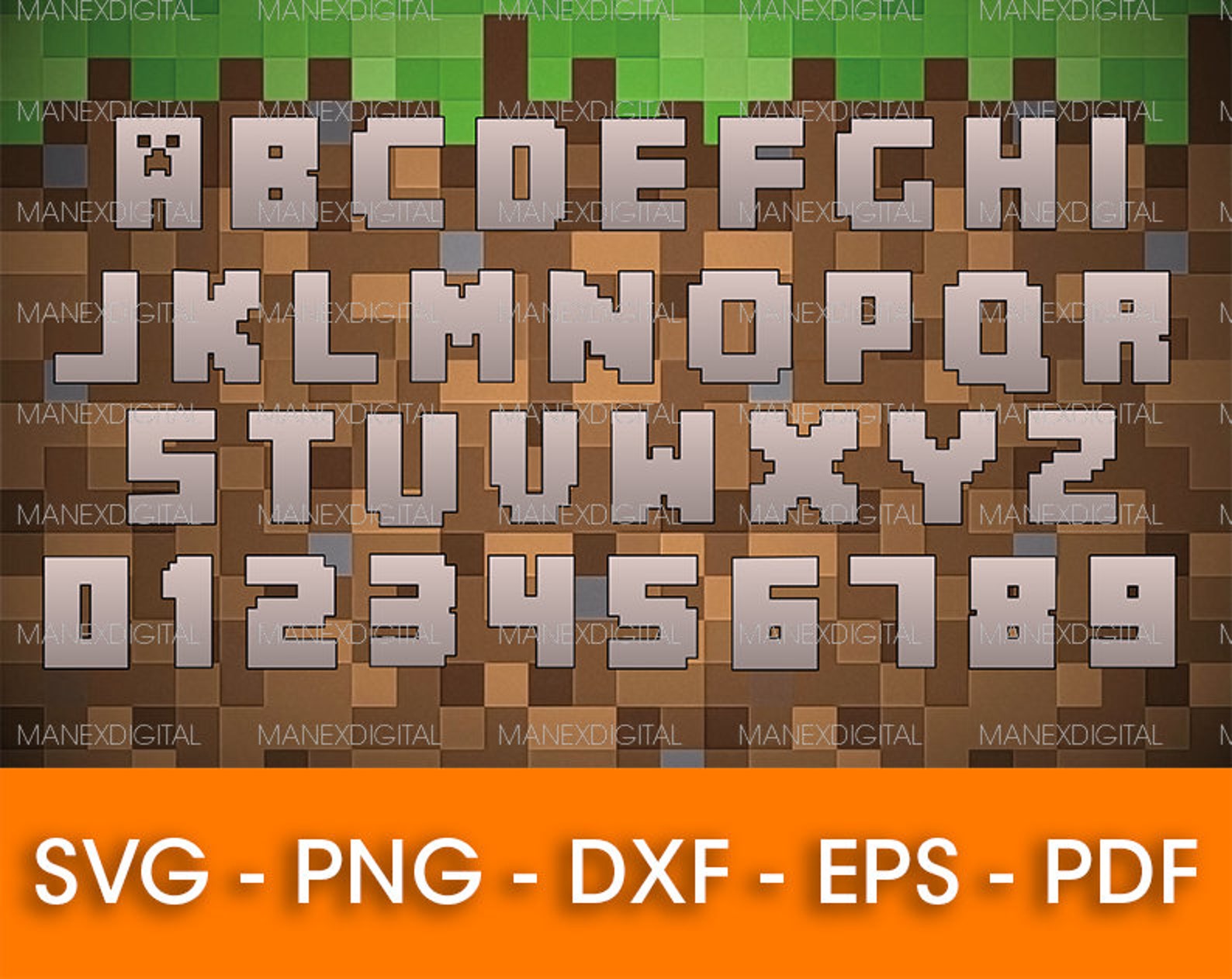 Minecraft Pixel Font SVG Vector minecraft font svg | Etsy
