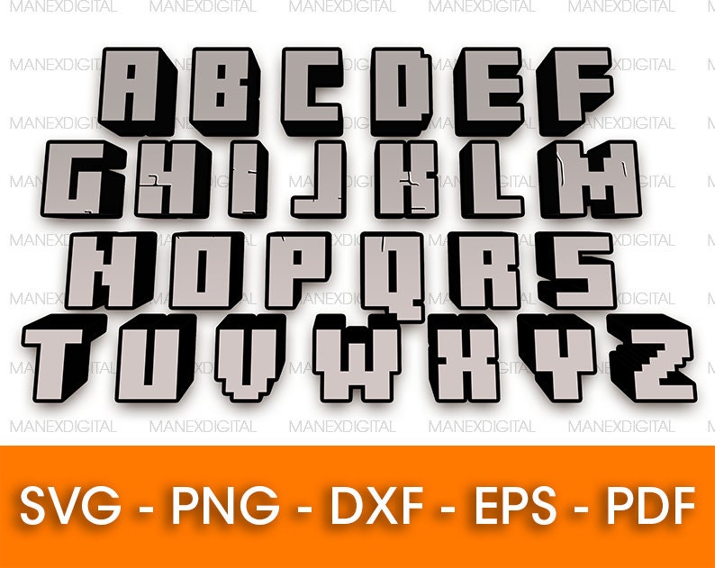 Minecraft Pixel Font SVG Vector minecraft font svg | Etsy