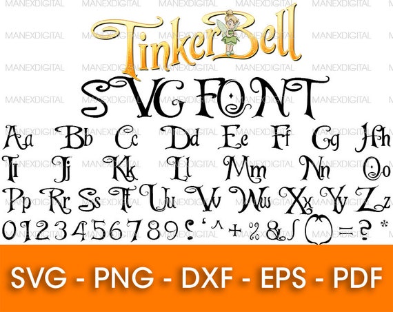 Tinker Bell Font SVG Vector tinker bell font svg tinker | Etsy