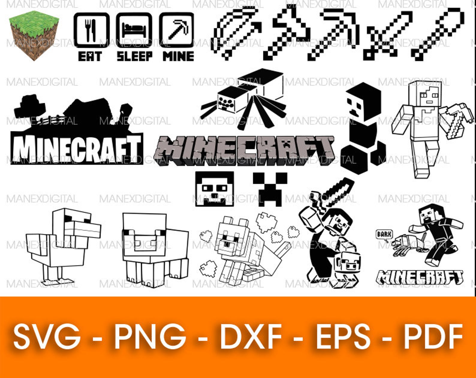 Minecraft Bundle SVG Vector minecraft cutfile minecraft | Etsy