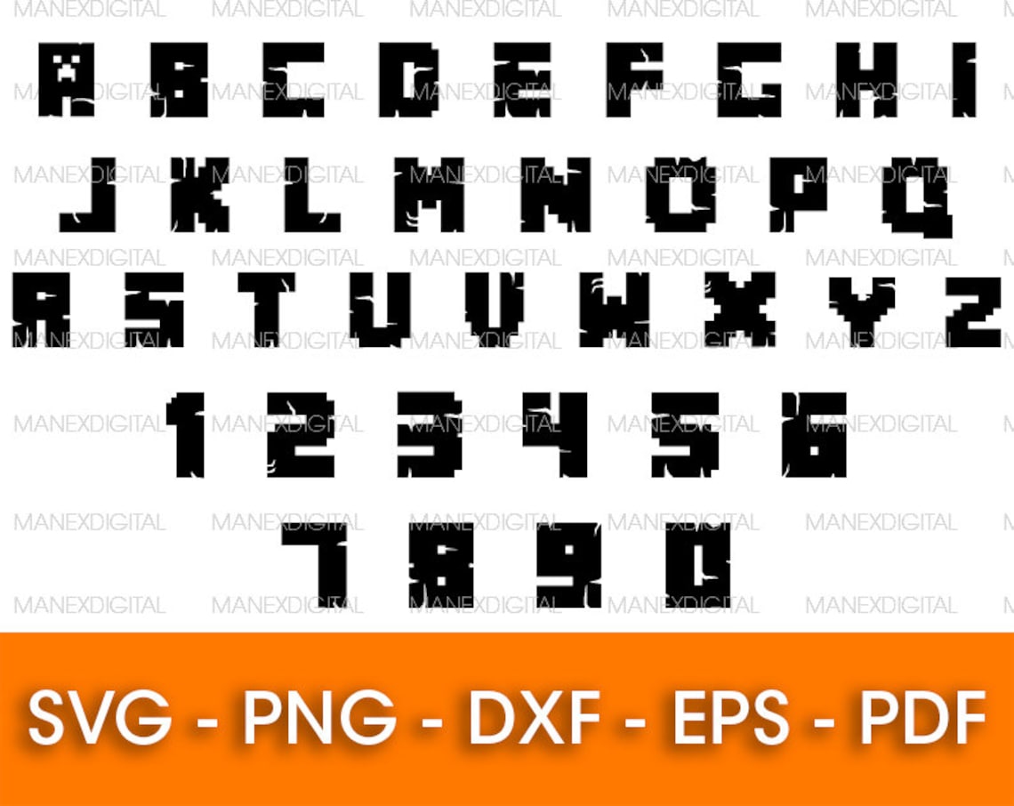 Minecraft Pixel Font SVG Vector minecraft font svg | Etsy