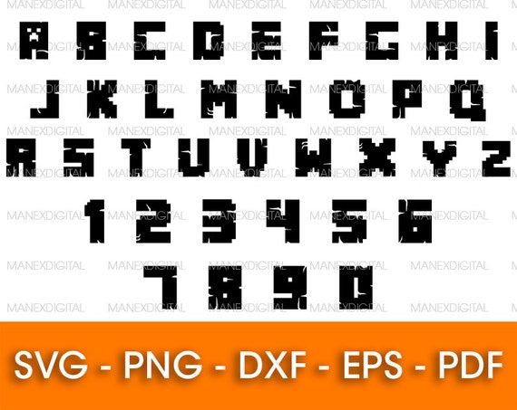 Minecraft Pixel Font Svg Vector Minecraft Font Svg Etsy