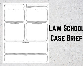 Law School Case Brief Template PRINTABLE, Great for Study Notes - Etsy