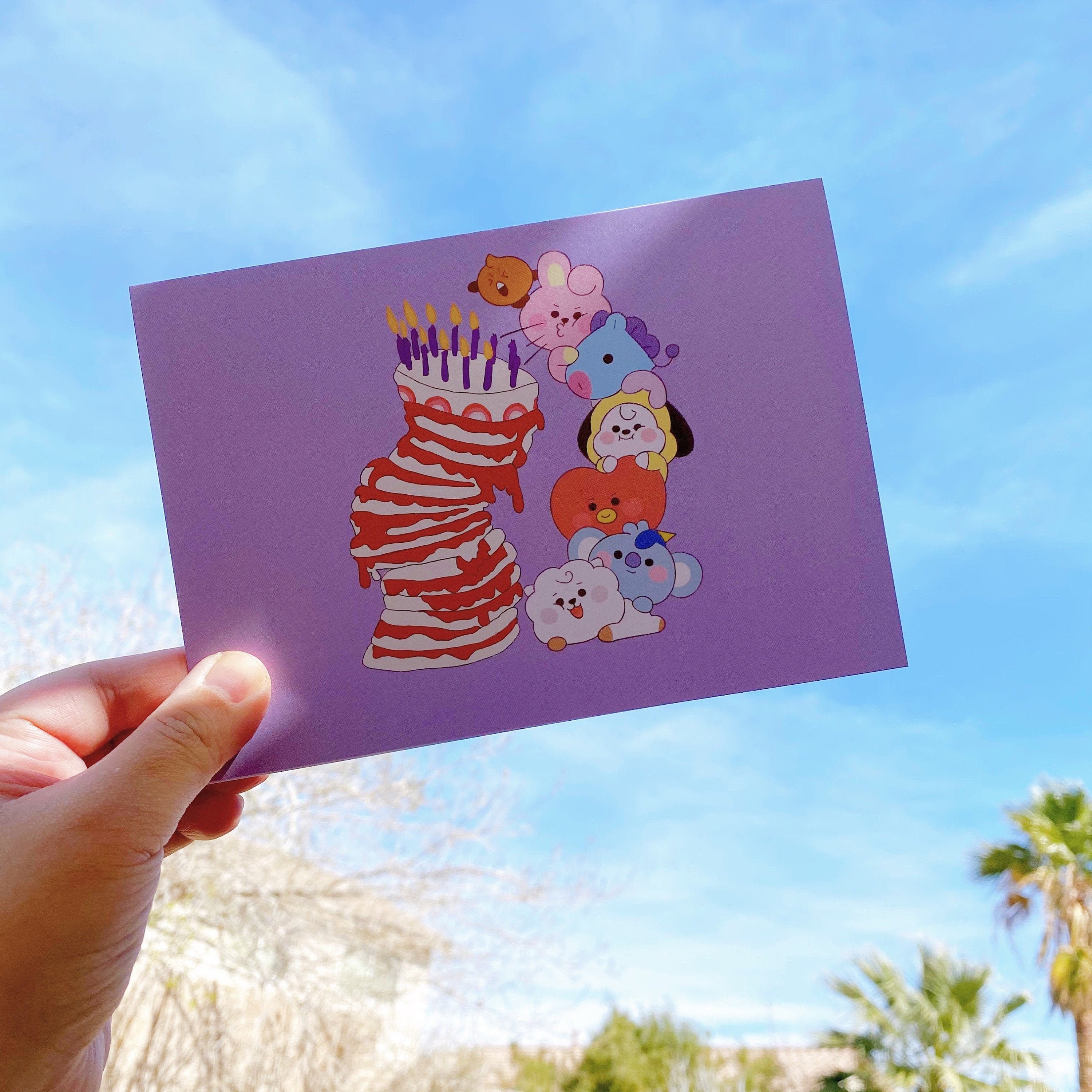 BT21 Birthday Cake Card W/ Envelope - Etsy