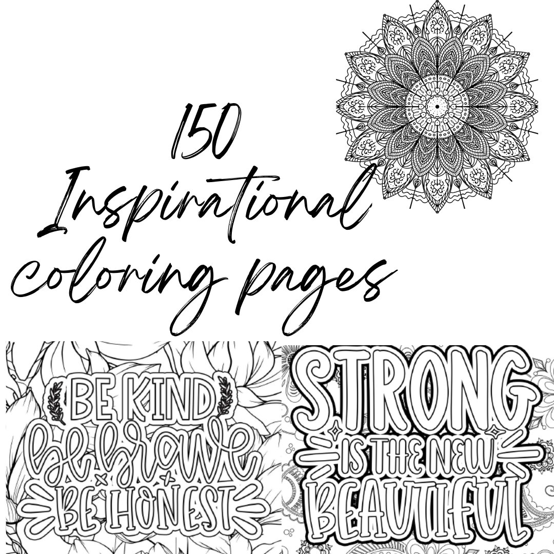 150 Inspirational Mandala Quote Coloring Pages. - Etsy