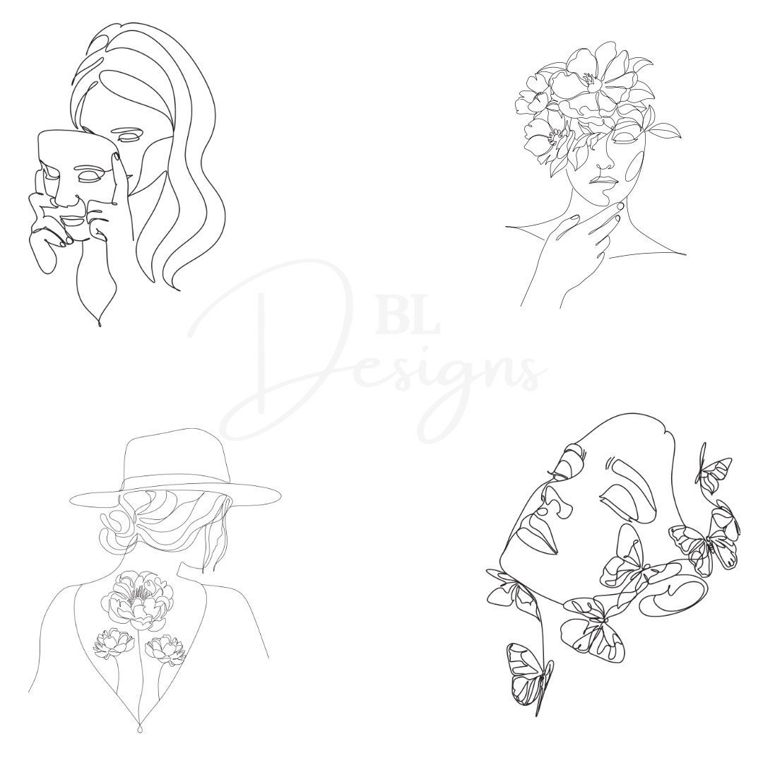 15 Woman/girls Line Art/ Line Drawing | SVG | PNG | IMAGE - Etsy