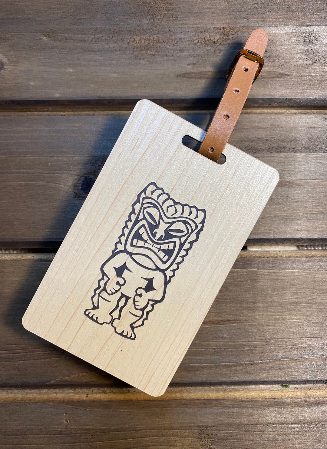 Engraved Tiki Luggage Tag 4" X 2.5" - Etsy