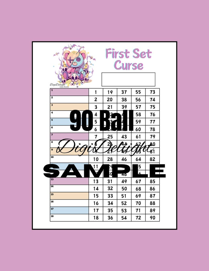 First Set Curse 90 Ball Bingo Board - Etsy