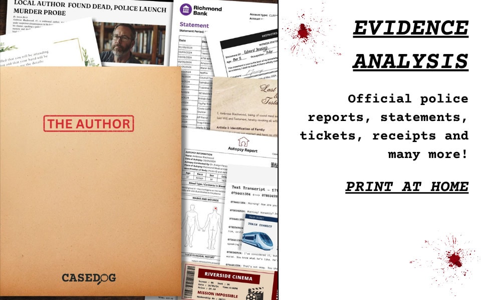 Personalised Murder Mystery Case File the Author Interactive Detective ...