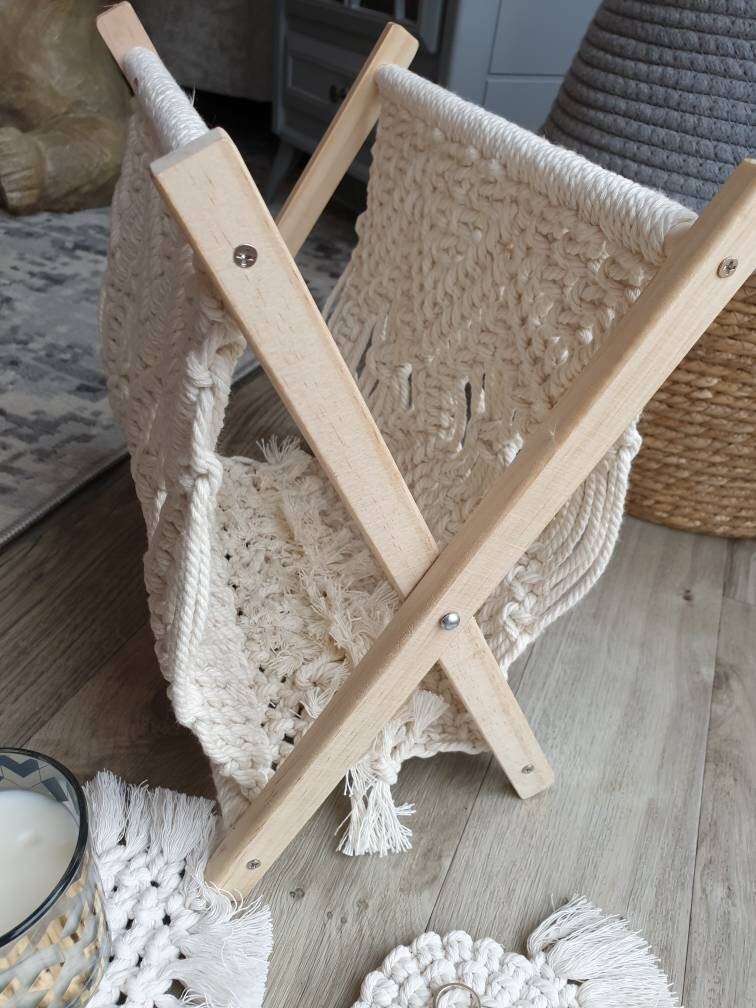 Luxury Boho Macrame Magazine Holder Rack Newspaper Swaddle | Etsy