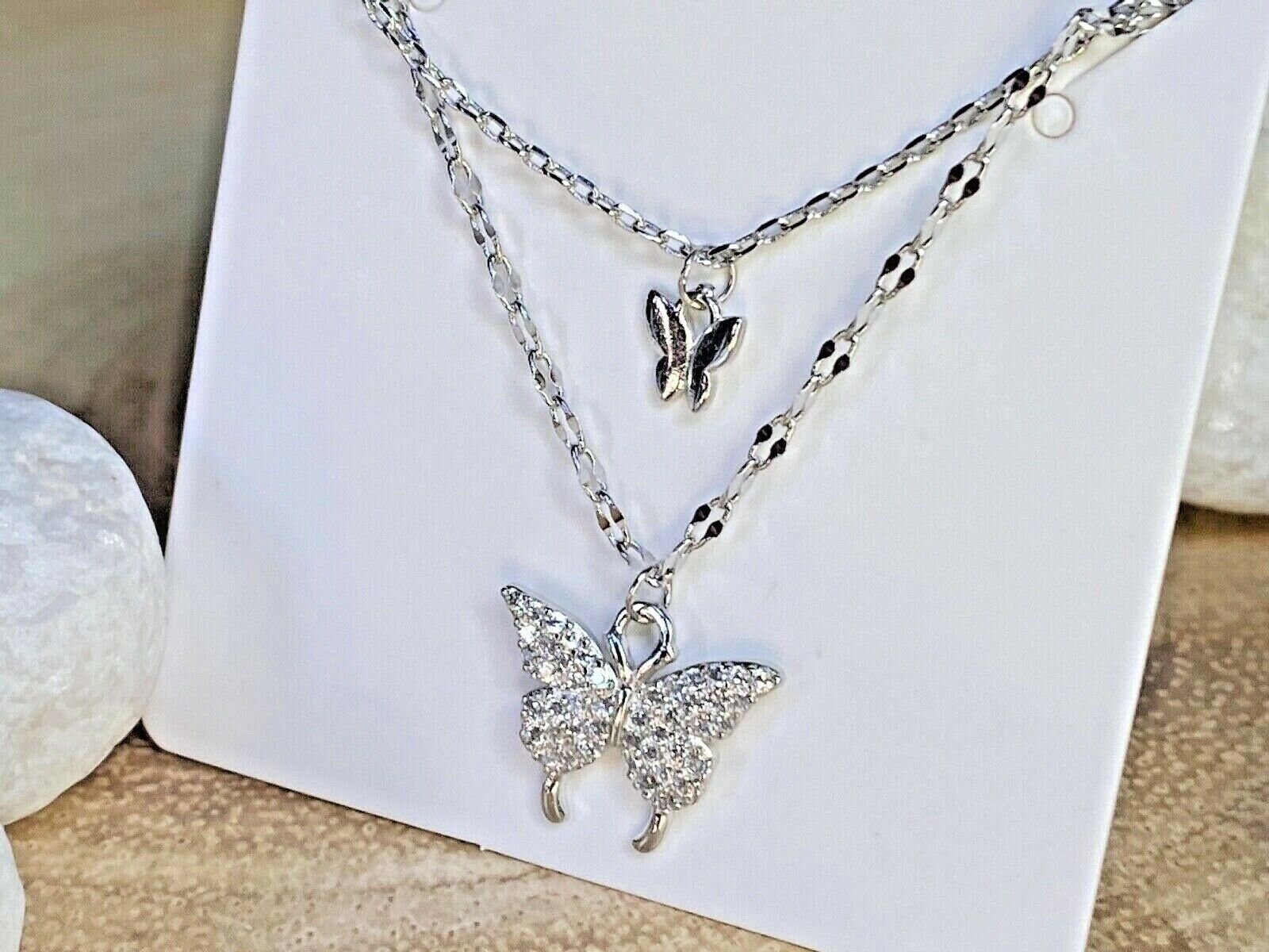 925 Sterling Silver Double Layer Necklace Chain Shiny Double - Etsy UK