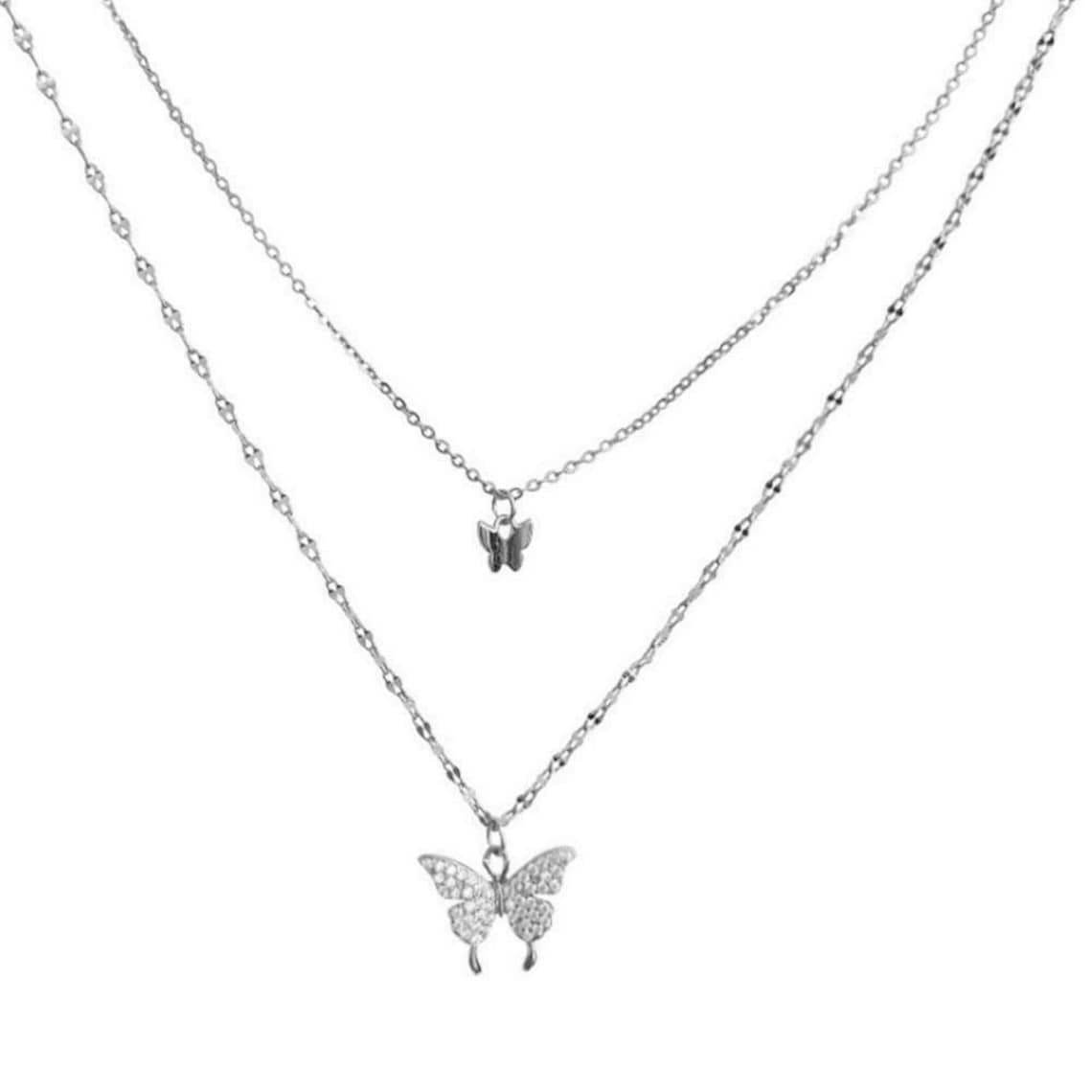 925 Sterling Silver Double Layer Necklace Chain Shiny Double | Etsy UK