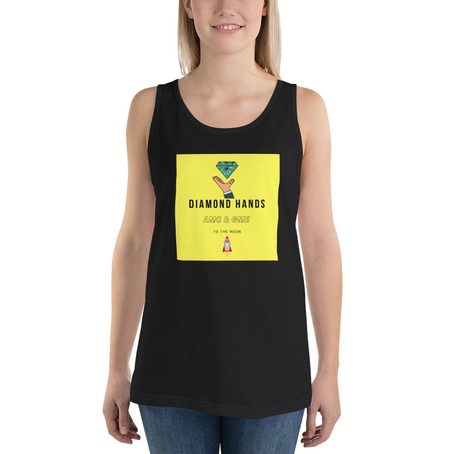 Diamond Hands AMC & GME To The Moon Tank Top Black or White | Etsy