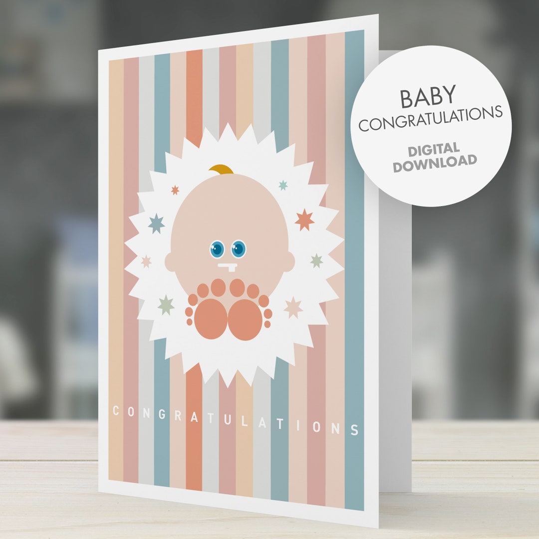 PRINTABLE Welcome Baby Card, New Baby Card, Baby Girl, Baby Boy ...