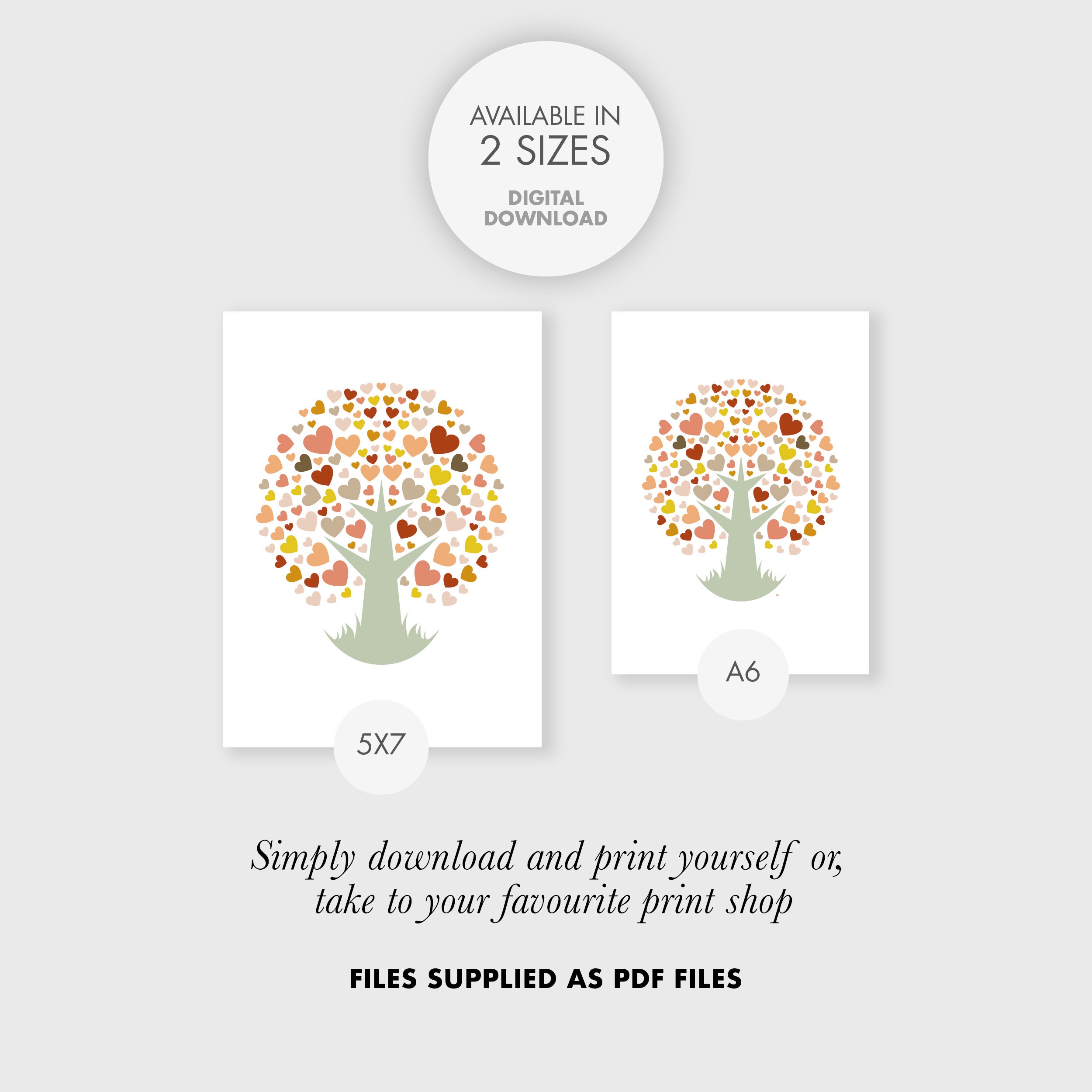 PRINTABLE Tree of Hearts Greeting Card | Valentine Heart Tree ...