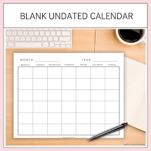 Blank Perpetual Printable Calendar Monthlysunday & Monday Start Simple ...