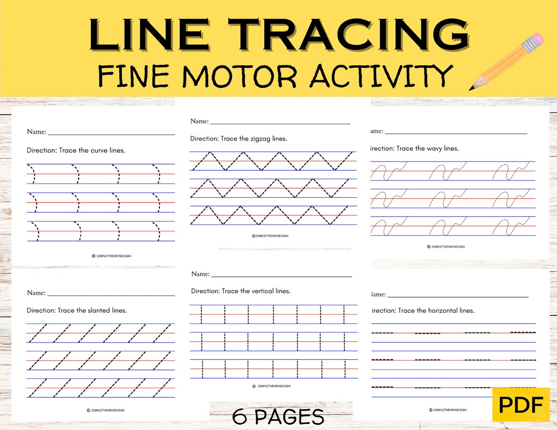LINE TRACING Fine Motor Writing Activity Preschool/kindergarten ...