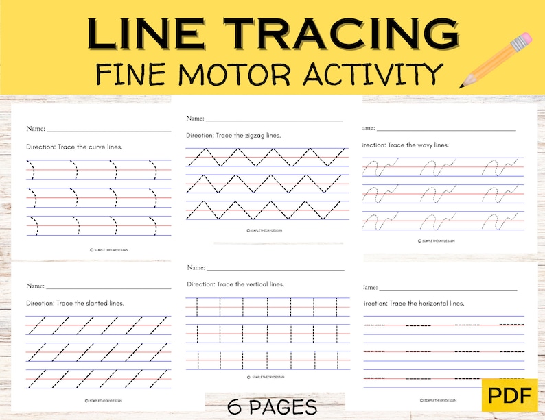 LINE TRACING Fine Motor Writing Activity Preschool/kindergarten ...