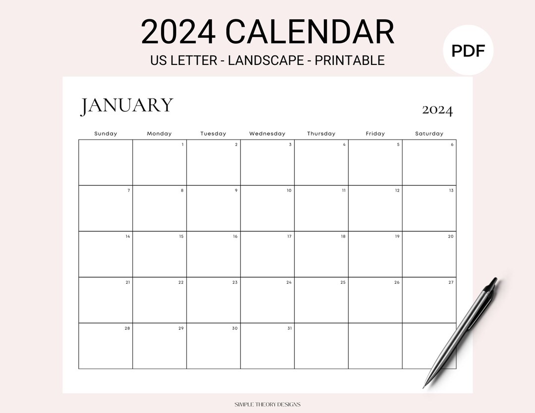 2024 DATED MONTHLY CALENDAR 12 Page Minimalist Simple Landscape 11.5 X ...